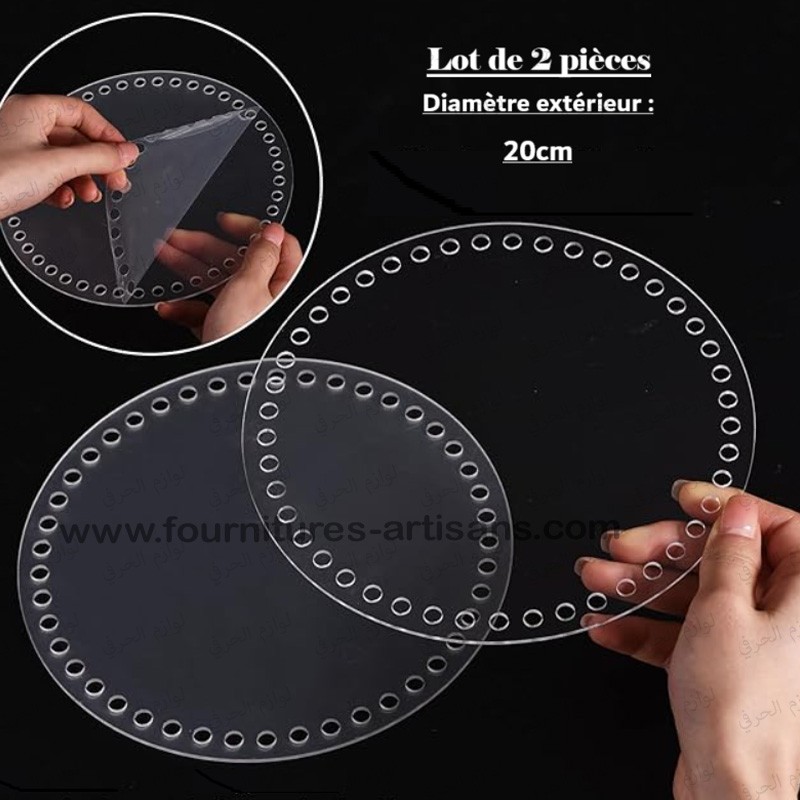 Lot de 2 Disques Plexi 20cm - Pour Sac Rond Transparent en Acrylique 👜